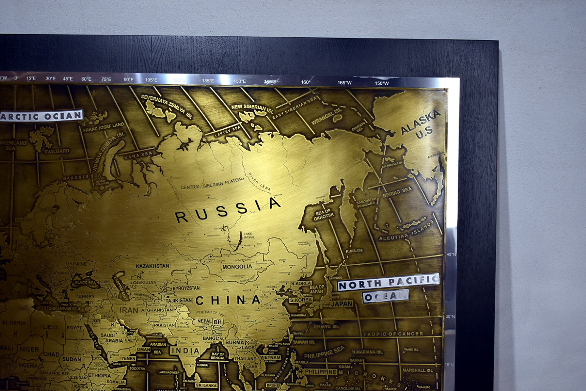 metal world map,bronze map of the world,bronze world map, wall metal ...